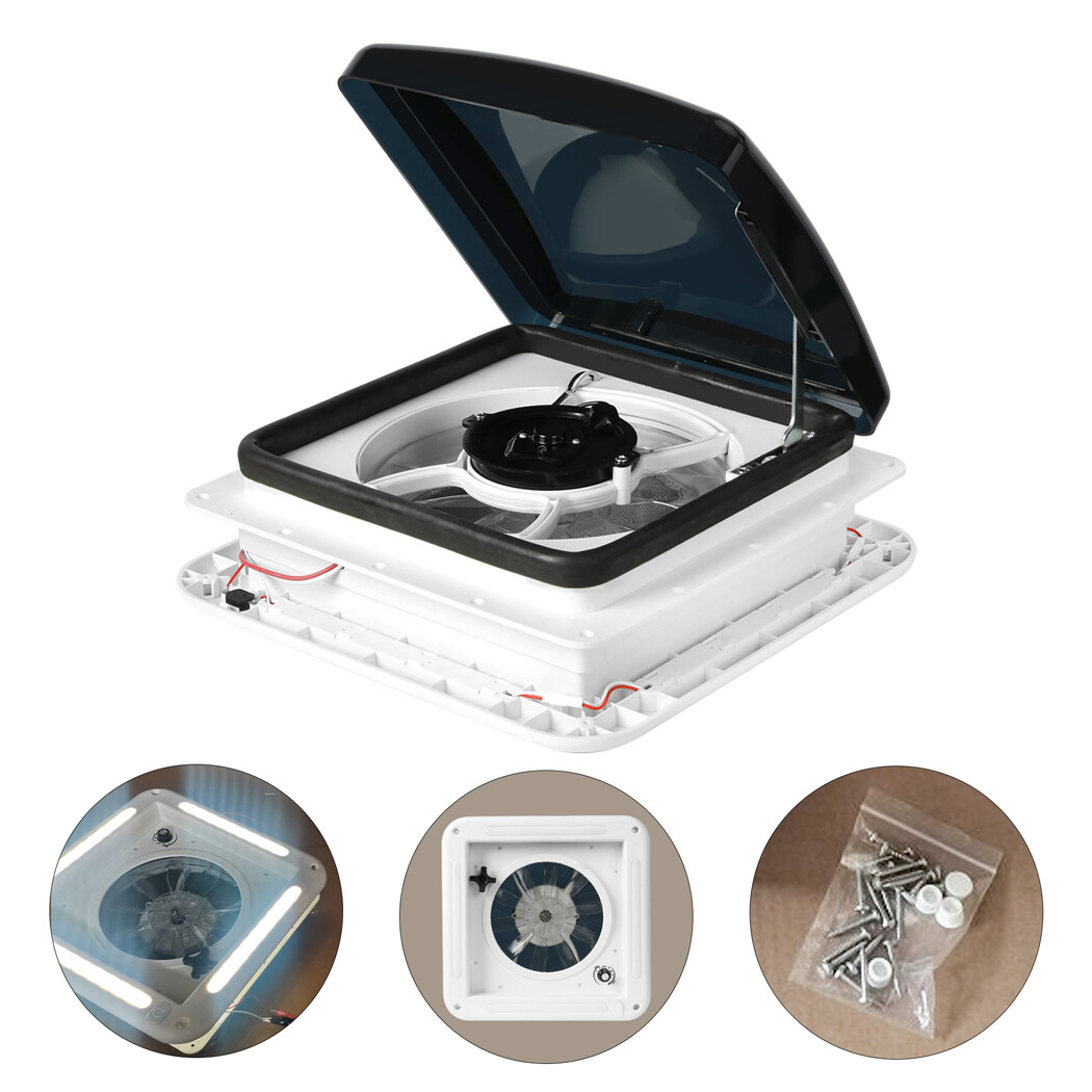 Manan Caravan Roof Vent Shower Hatch Air Exhaust Fan LED Light Camper ...