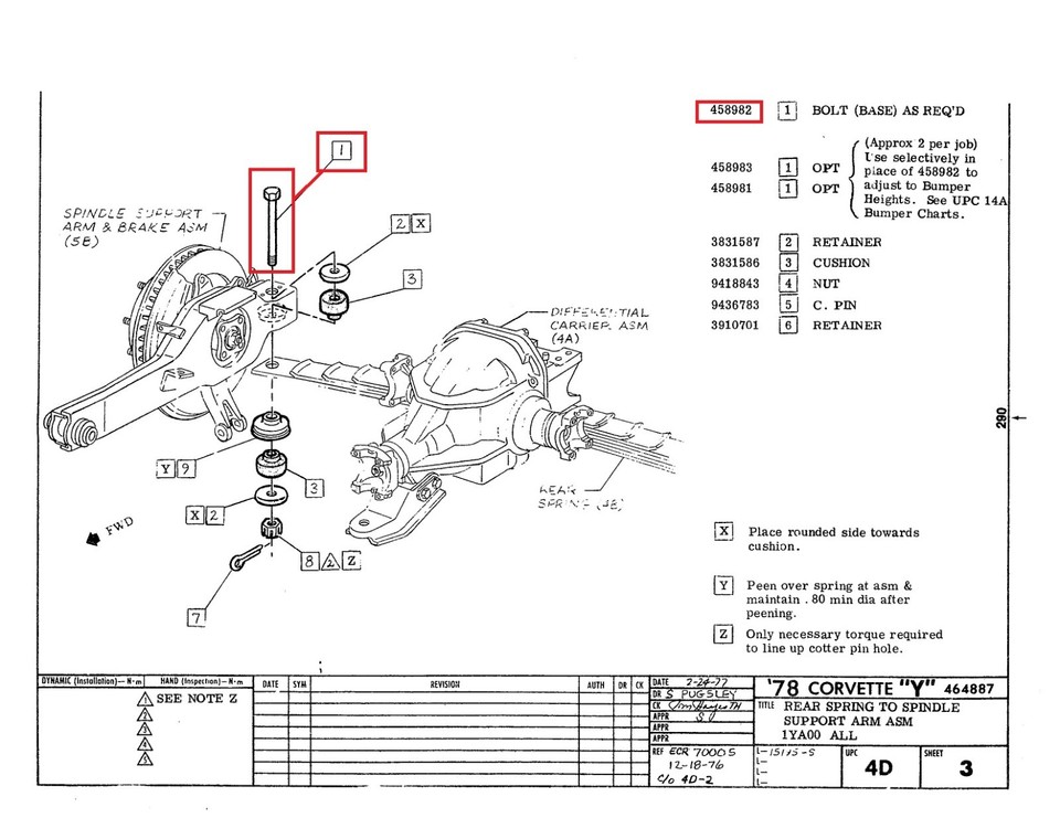 New Old Stock GM 1963 - 1982 Corvette REAR SPRING LINK BOLT #458982 NOS ...
