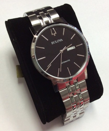 Bulova 96C132 Classic Stainless Steel Black Dial Men's Wristwatch for ...