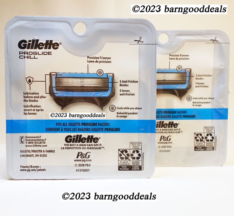 GILLETTE PROGLIDE CHILL RAZOR BLADE REFILLS, 4 CART'S EACH X 2 = 8 ...