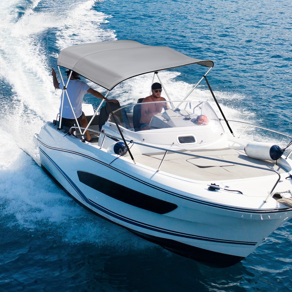 KAKIT Bimini Top 3 Bow / 4 Bow Canopy Boat Cover 6ft / 8ft Long With ...