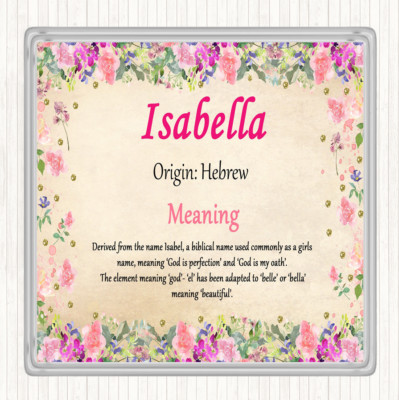 Isabella Name Meaning Drinks Mat Coaster Floral | eBay