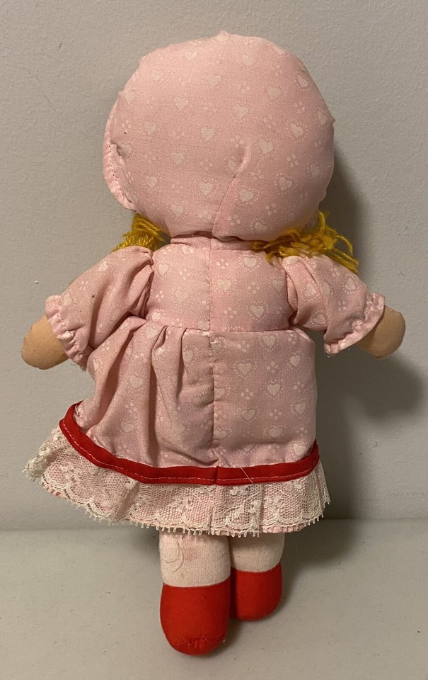 Vintage Cuddle Wit Plush Girl Doll Yellow Hair Pink Dress | eBay
