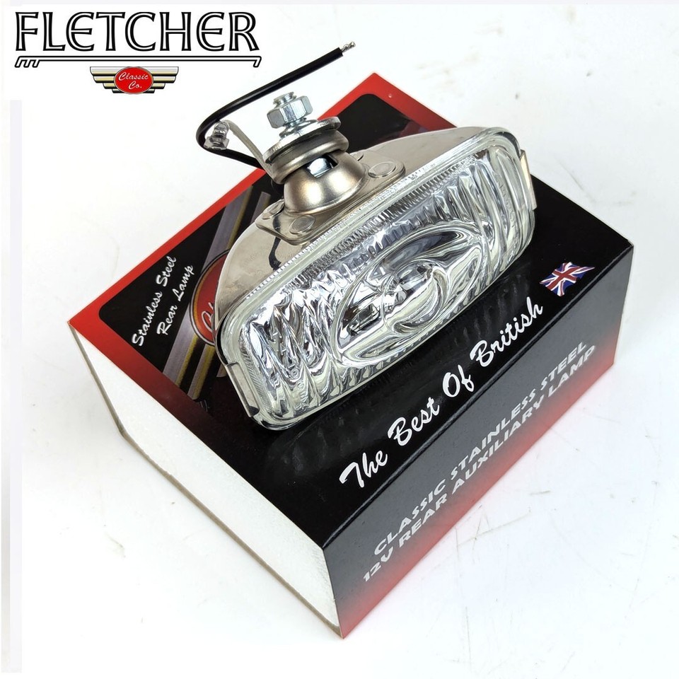 CLASSIC CAR GLASS REAR STAINLESS REVERSE LAMP LIGHT 12v MG MINI ...