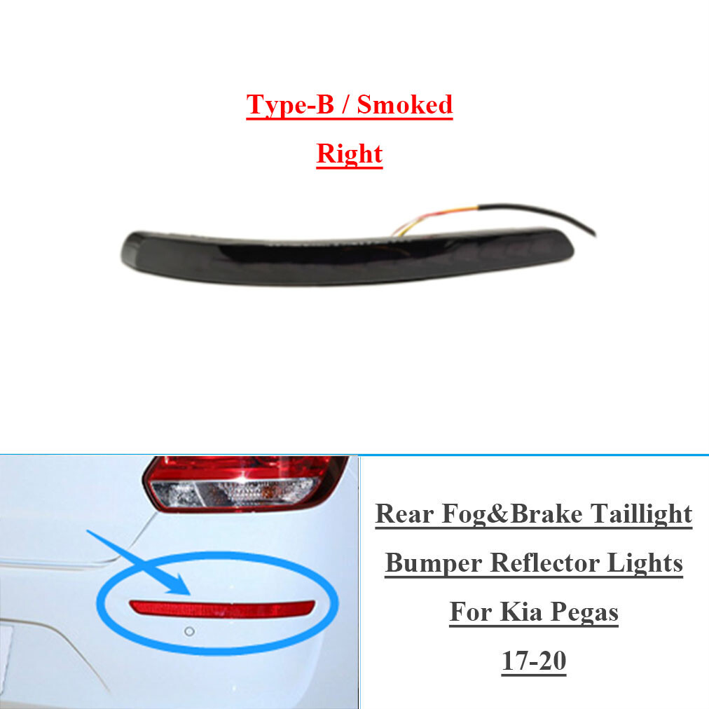 Smoked Rear Brake Taillight Bumper Reflector Lights Fits Kia Pegas 17 ...