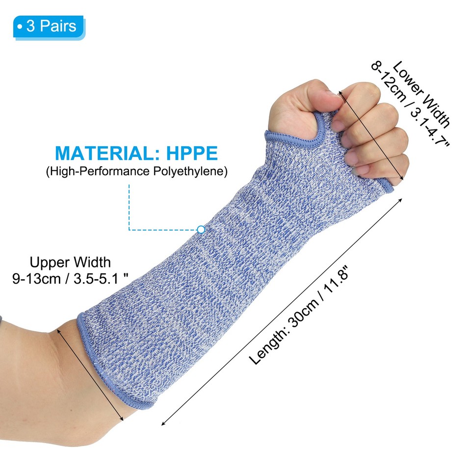 3Pairs S Arm Protectors Sleeve Cut Resistant Sleeve with Thumb Hole ...