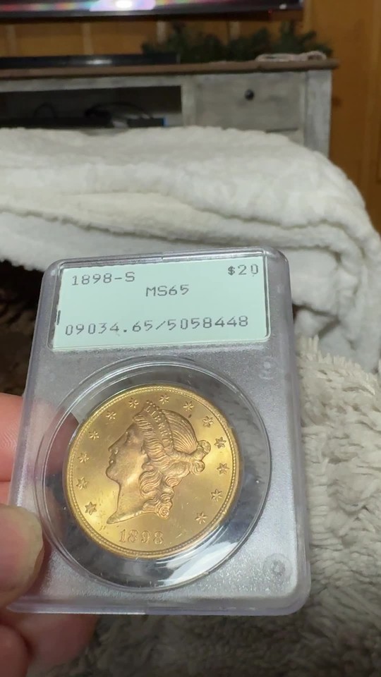 RARE 1898 S $20 Double Eagle PCGS RATTLER MS65! LOW RESERVE! GEM! Find ...