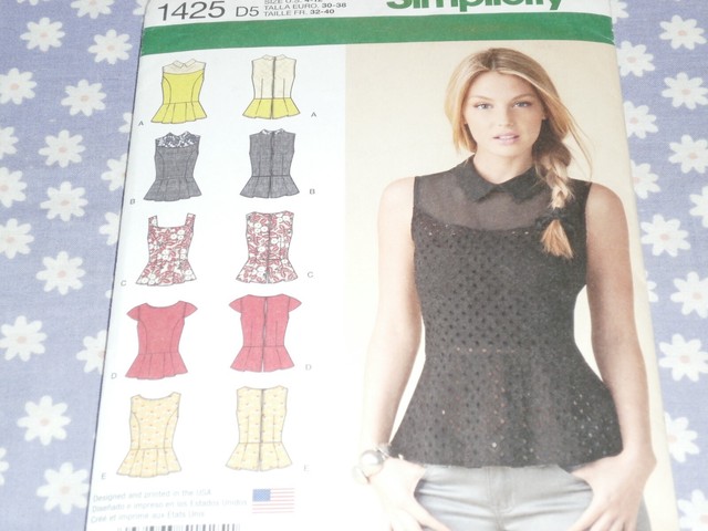 Simplicity 1425 Pattern Misses Peplum Tops W Neckline Variations 4 12 ...