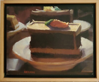 Original oil painting, "Chocolate Cake" by Mark Katzman | eBay