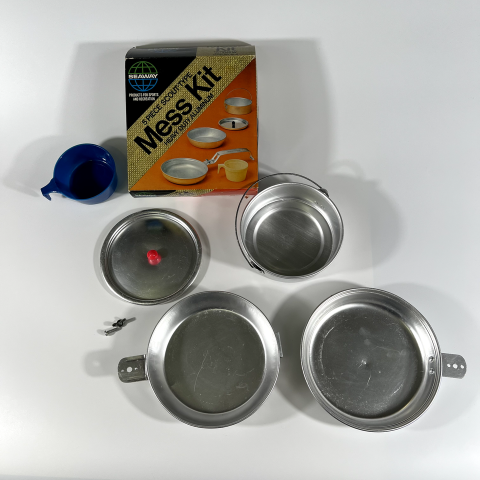 Vintage Seaway Heavy Duty Aluminum 5 Piece Scout Type Mess Kit Cook Set ...