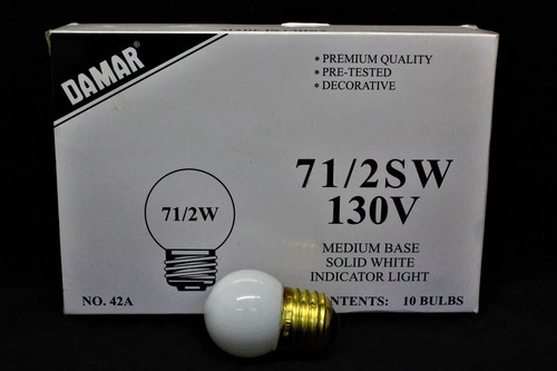 Damar 71/2SW 130V Medium Base Solid White Indicator No. 42A Bulbs 10pk ...