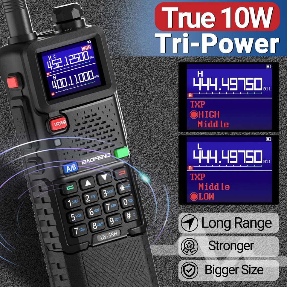 Baofeng UV-5RH 5RM 10W 3800mAh Air Band Walkie Talkie NOAA Long Range ...