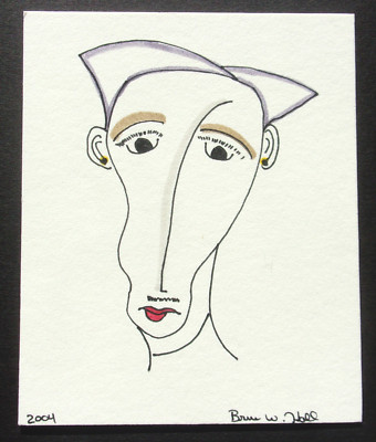 BRUCE W. HALL OUTSIDER NAIVE FOLK ART PORTRAIT ORIGINAL DRAWING 2004 ...