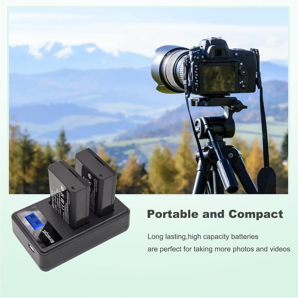 2-Pack LP-E10 Batteries and Charger For Canon EOS Rebel T3 T5 T7 EOS ...