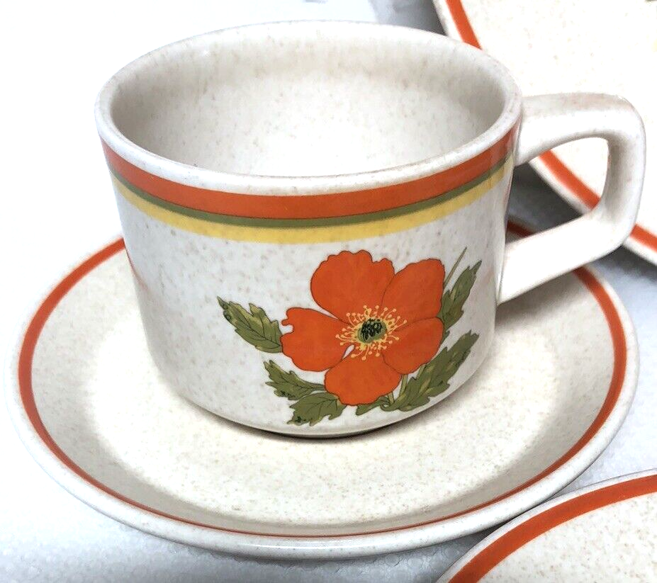 Vintage 5 Piece Place Setting Temperware Fire Flower Stoneware by Lenox ...