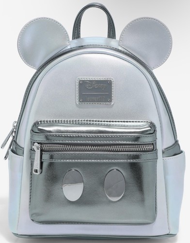 New Loungefly Disney 100 Anniversary Mickey Mouse Platinum Silver Mini ...