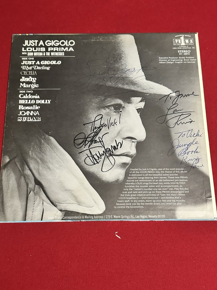 LOUIS PRIMA - JUST A GIGOLO - 1973 US MAGNAGROOVE LP vinyl SIGNED ...