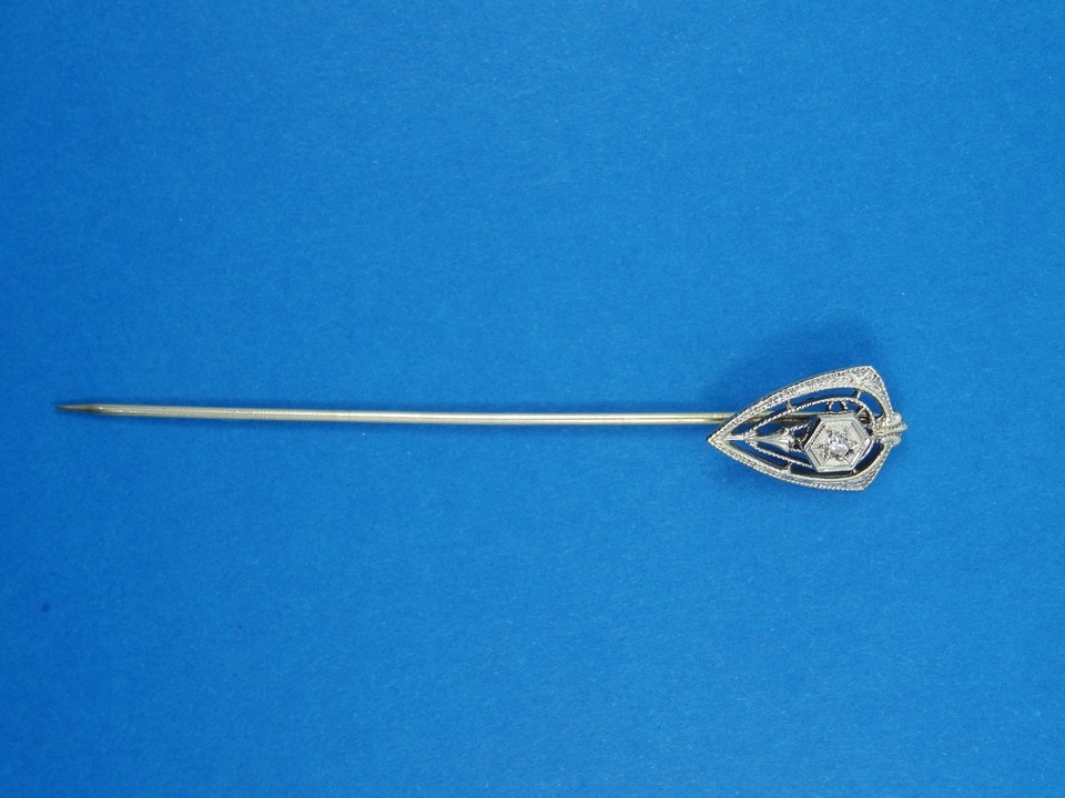 ORNATE VICTORIAN SOLID 10K GOLD SCARF STICK PIN w/ OLD CUT DIAMOND | eBay