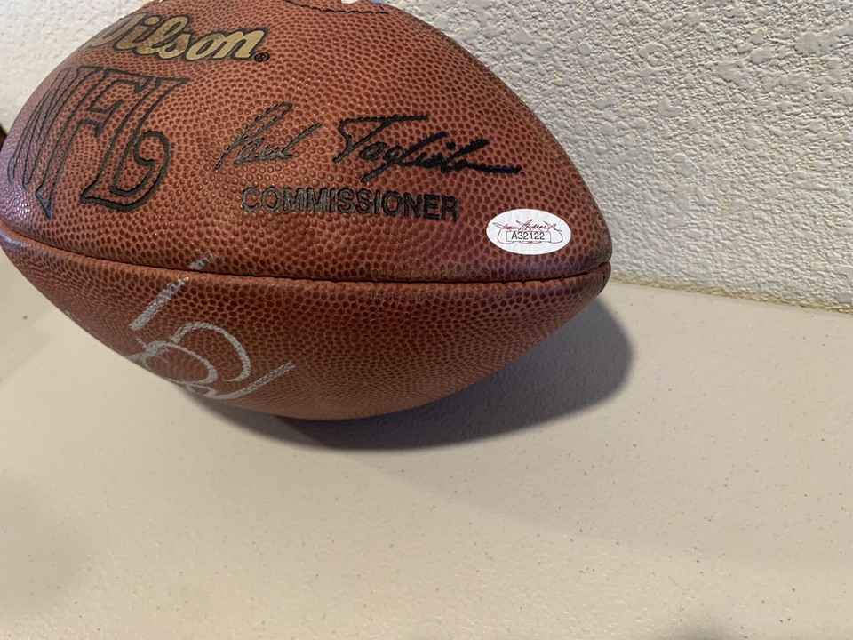 Jamie Sharper Signed Football JSA Super Bowl champion (XXXV)*Air leak ...