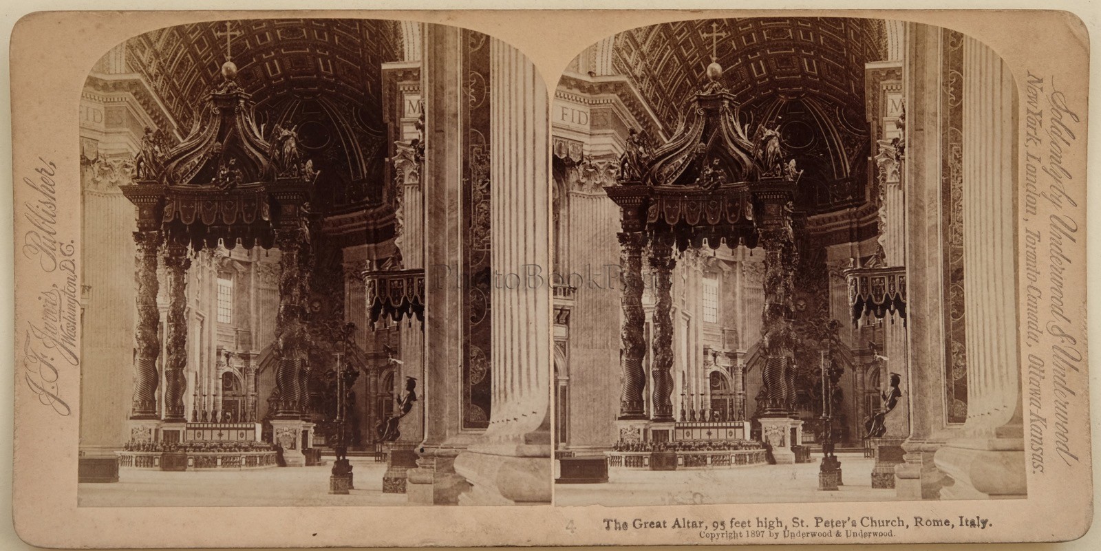 Rome Church Saint-Pierre le Grand Autel Italy Photo Stereo Vintage ...