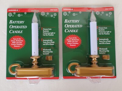 DIMANGO BATTERY OPERATED CANDLES ~ SET OF 2 ~AUTOMATIC ON/OFF ~MOUNTING ...