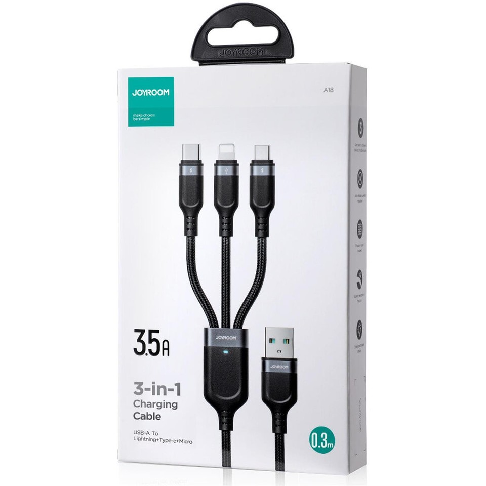 3in1 USB Multi Phone Quick Charging Cable for IPHONE Micro USB Type C ...