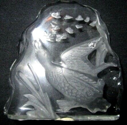 ARTMARK 1989 Crystal Glass Paper Weight w/ Etched Ducks Original | eBay