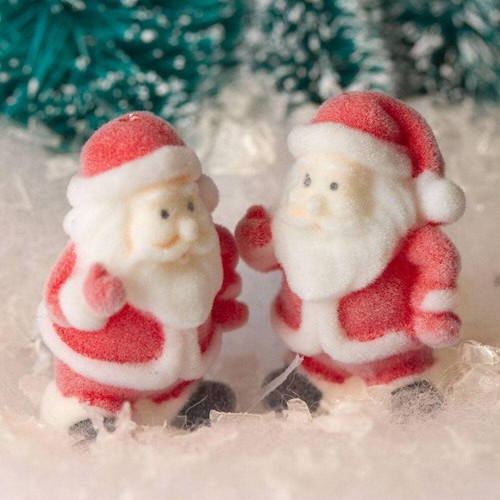 Miniature Flocked Santa Claus Figurine - Small Holiday Figurines ...