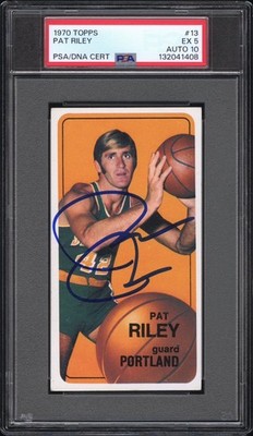 1970 Topps Pat Riley Signed Portland Rookie Card PSA 5 Auto 10 #13 Heat ...