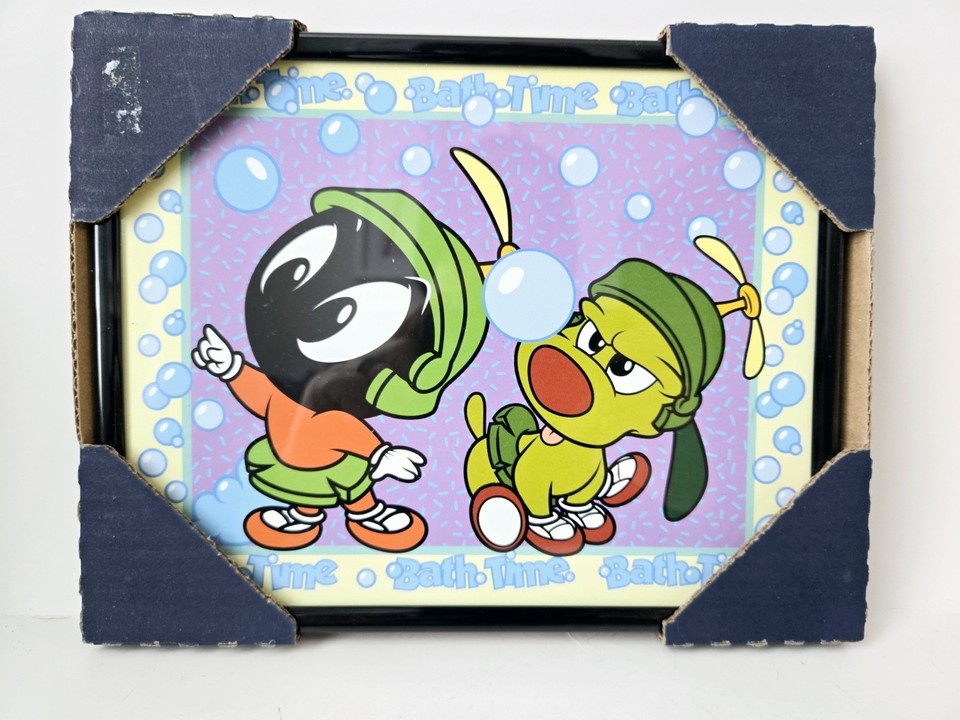 Vintage Looney Tunes baby picture framed Bath Time Marvin Martian and ...