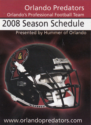 2008 ORLANDO PREDATORS ARENA FOOTBALL POCKET SCHEDULE | eBay