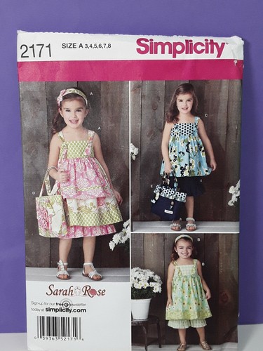New Simplicity Sarah Rose Girls Clothing Patterns 2171 Size A 3,4,5, 6 ...