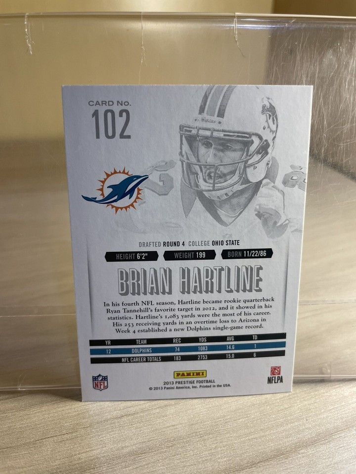 2013 Panini Prestige #102 Brian Hartline Miami Dolphins H 126CS | eBay