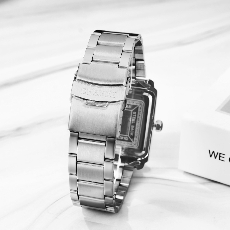 Mens Waterproof Rectangle Watch Roman Numerals Dial Quartz Date ...