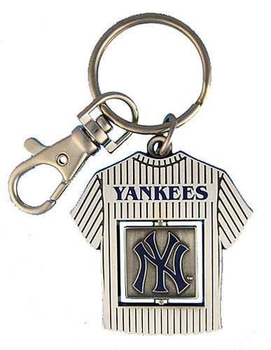 Johnny Damon NY Yankees MLB Pewter Jersey Glossy Logo Spinner Key Chain ...