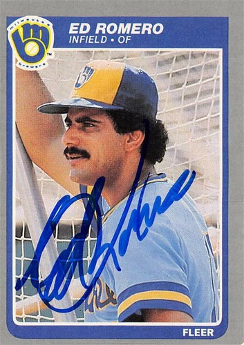 Ed Romero autographed baseball card (Milwaukee Brewers) 1985 Fleer #593 ...