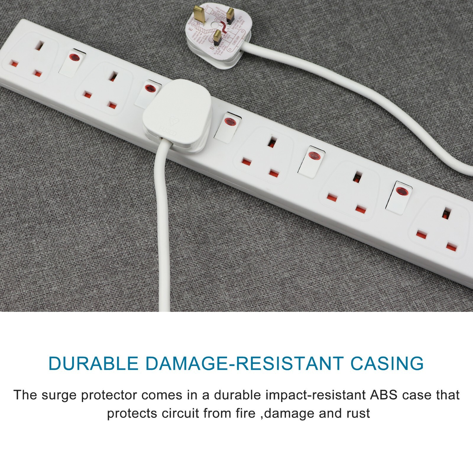 6 Way Gang Extension Lead Cable Individually Switched Extention 6 ...