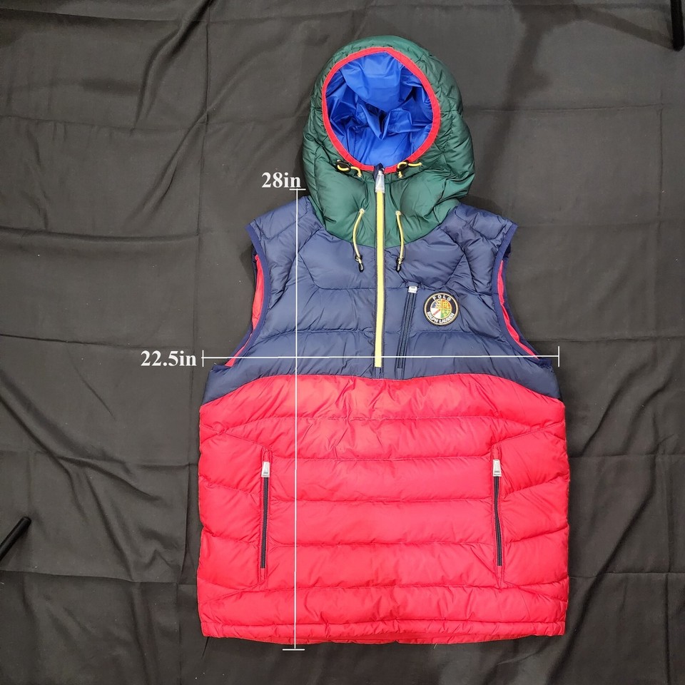 Polo Ralph Lauren Big Crest Cookie Patch Hooded Pullover Puffer Vest ...