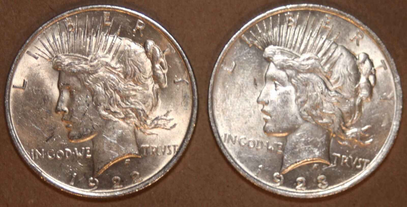 (2) Peace Silver Dollars - 1922P(XF/AU) 1923P(XF/AU) - #6273D | eBay