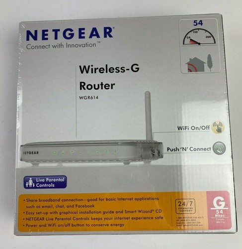 NEW Netgear WGR614 54 Mbps 4-Port 10/100 Wireless G Router (WGR614NA ...