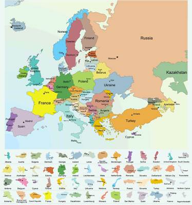 Map of Europe Wall Art Poster Print Home School Homeschooling Teacher ...