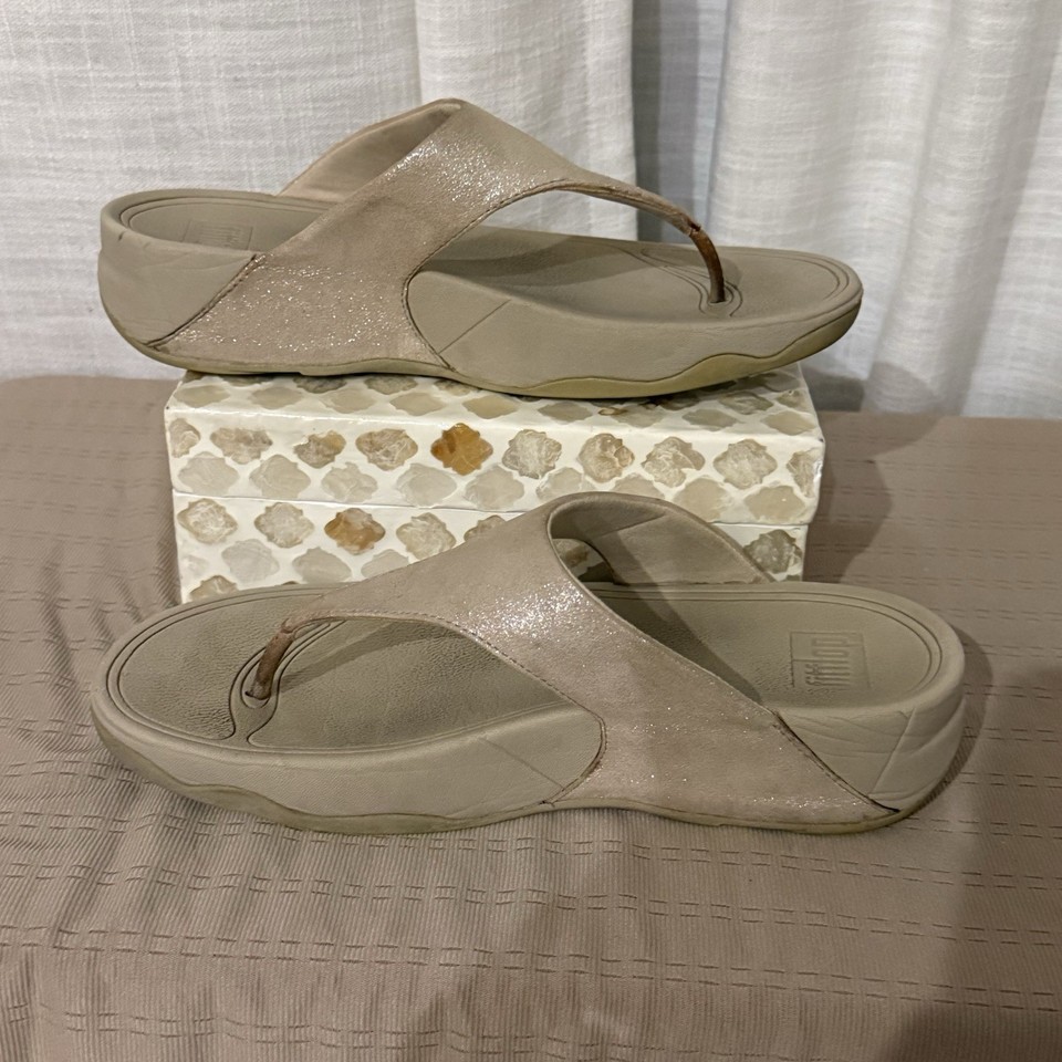 Fitflop Sz 8 Shimmy Suede Toe Post Thong Flip Flop Sandals Women's Pale ...