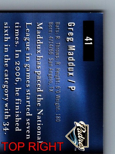 Greg Maddux Pitcher San Diego Padres Upper Deck 2007 Card 41 MLB Legend | eBay