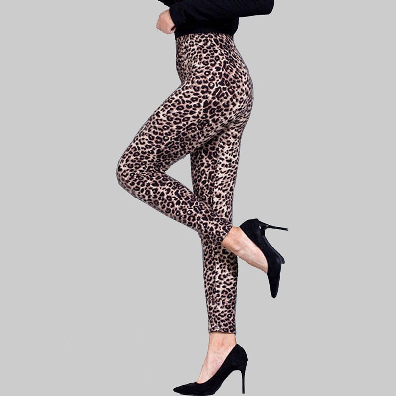 Pants Trousers Animal print High waist Stretch Long Pencil Skinny Tight ...