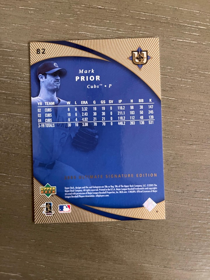 Ultimare Signature Edition #82 Mark Prior Chicago Cubs /825 Baseball ...