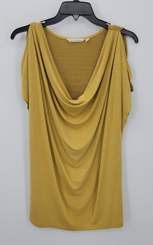 Soft Surroundings Top Womens Large Gold Adelina Cold Shoulder Drape Neck Goddess | eBay