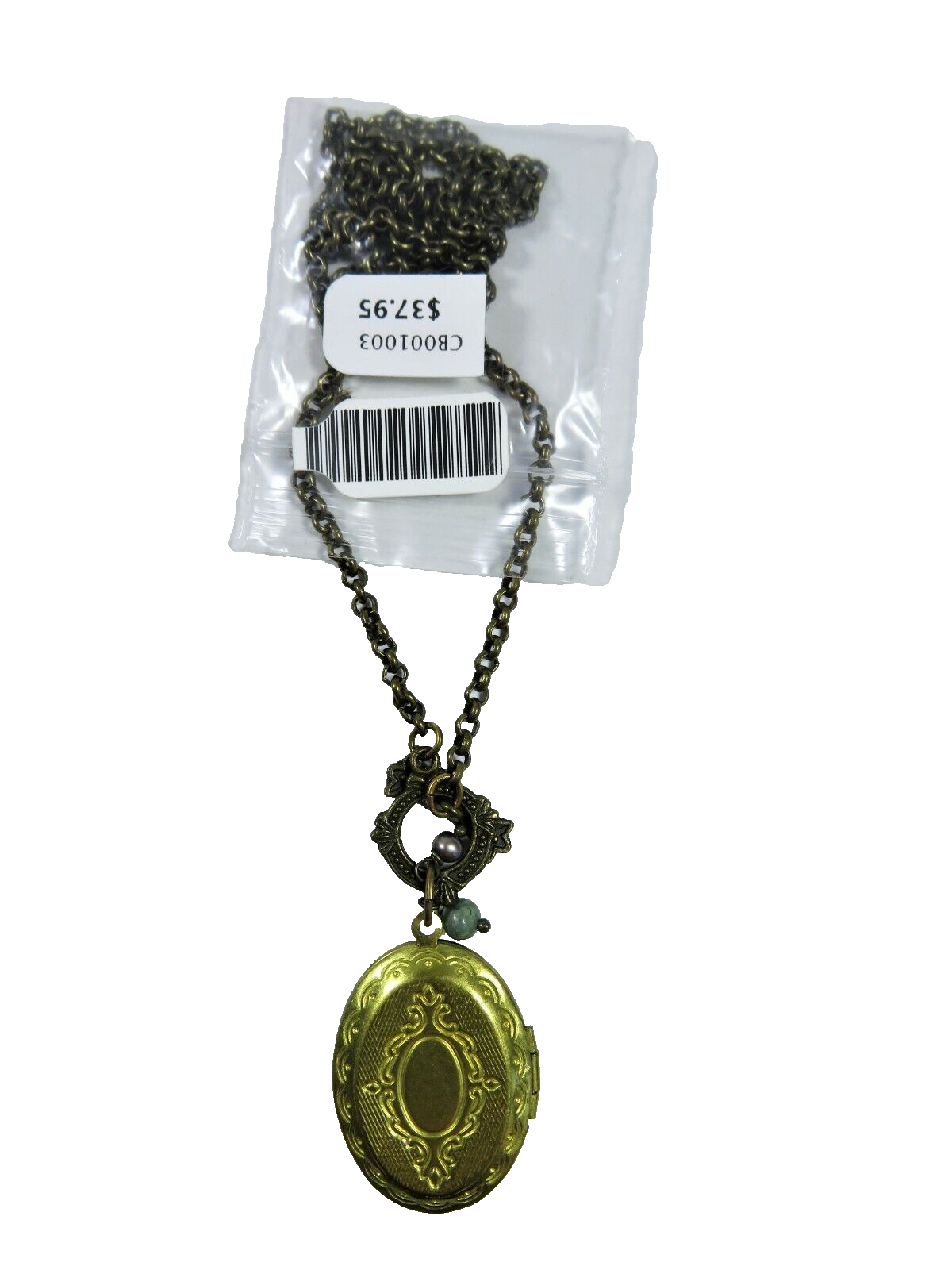 Locket Pendant Necklace Applied Verdigris Rabbit Toggle Clasp Link ...