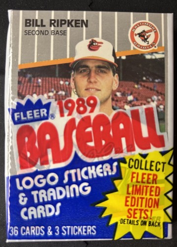 1989 Fleer Baseball Cello Pack - Bill Ripken #616 FF Error Card on Top ...