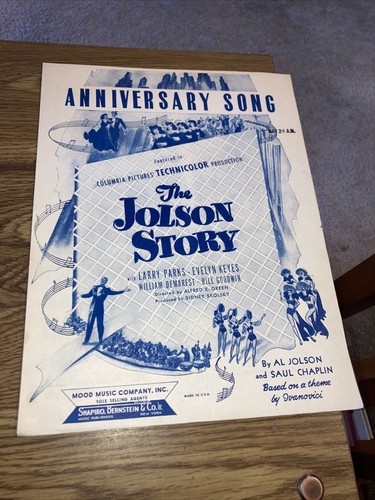 Vintage Sheet Music Anniversary Song, the Jolson Story 1946 | eBay