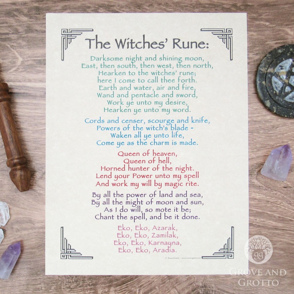 The Witches' Rune Poster 8.5 x 11" Parchment Print NEW Printed Page | eBay